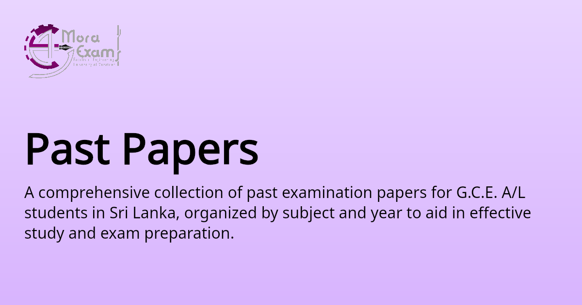 Past Papers | Mora Exams
